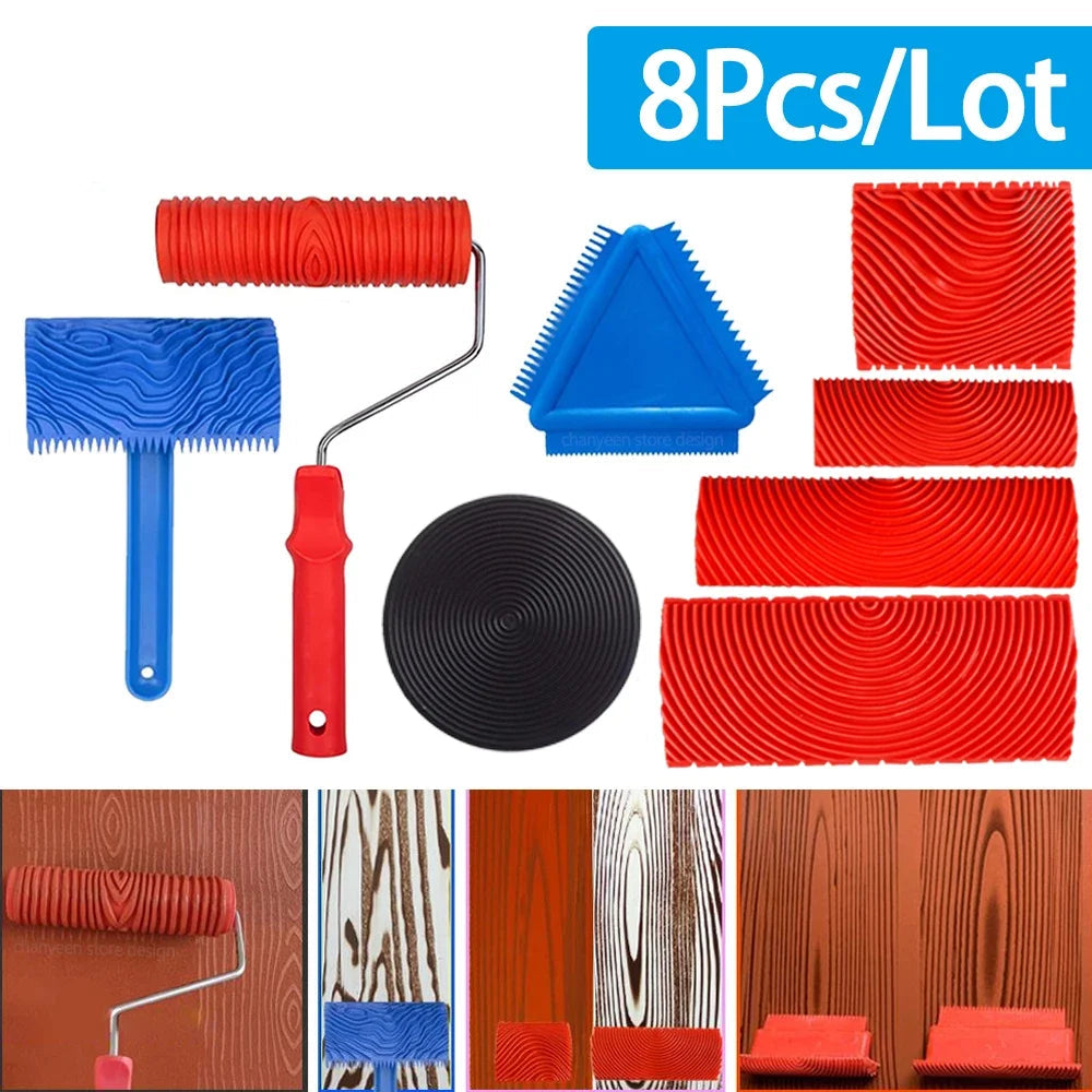 Wood Grain Tool Set Texture Rubber Paint Roller Brush BL-TL751