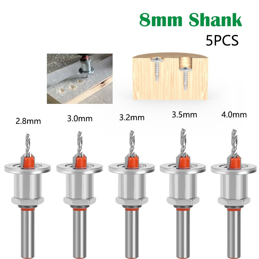 5pcs 8mm Shank HSS Countersunk Head Woodworking Cutter Set BL-TL93
